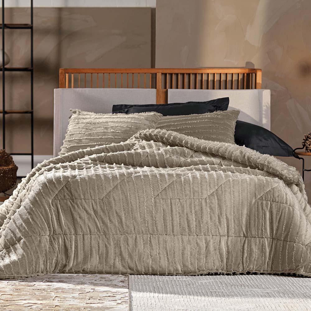 Edredom Queen Altenburg Blend Luxo Plush Nobre Boho Cinza