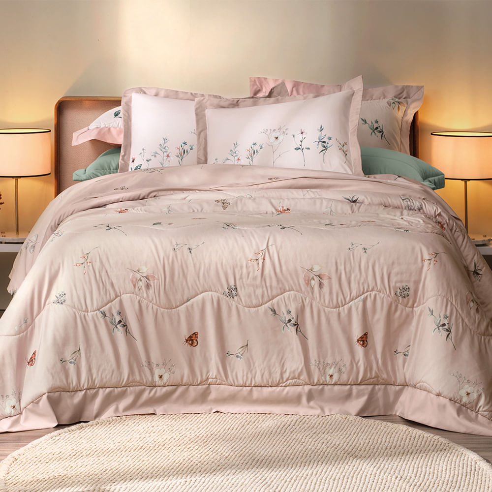 Jogo de Edredom Casal Altenburg Cetim 300 Fios Petit Flora