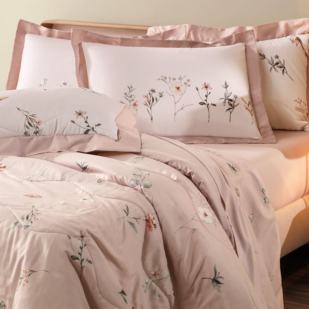 Jogo de Cama King Altenburg Cetim 300 Fios Petit Flora
