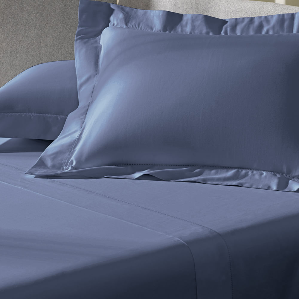 Jogo de Cama King Altenburg Cetim 300 Fios Azul - Altenburg