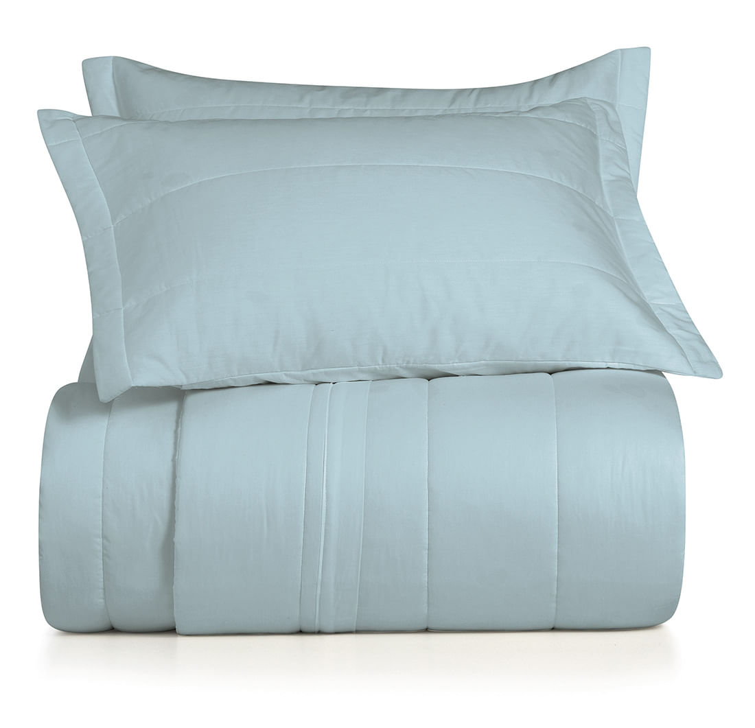 Jogo de Colcha Casal 3 Peças Altenburg Algodão Lux 200 Fios Azul Etienne