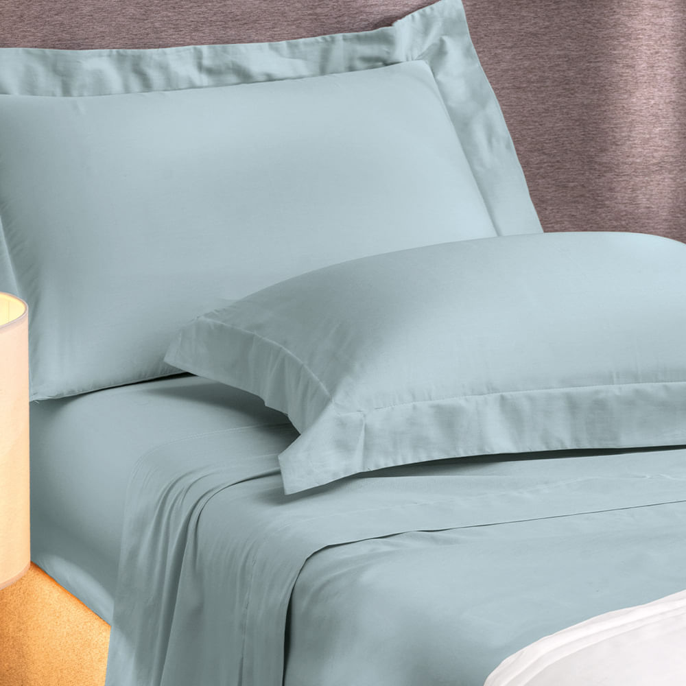 Jogo de Cama King 4 Peças Altenburg Algodão Lux 200 Fios Azul Etienne