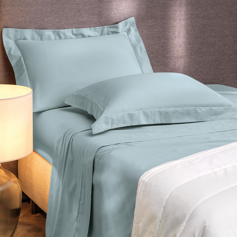 Jogo de Cama Queen 4 Peças Altenburg Algodão Lux 200 Fios Azul Etienne