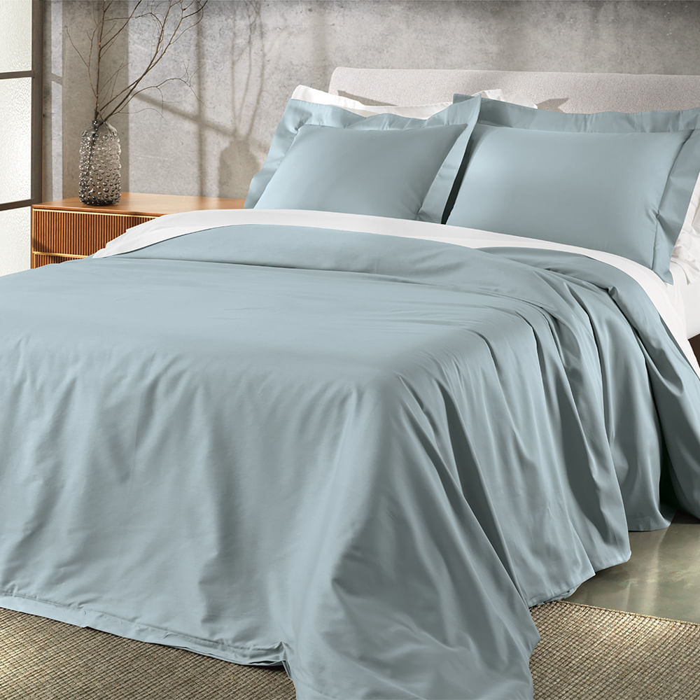 Jogo de Duvet Casal 3 Peças Altenburg Algodão Lux 200 Fios Azul Etienne