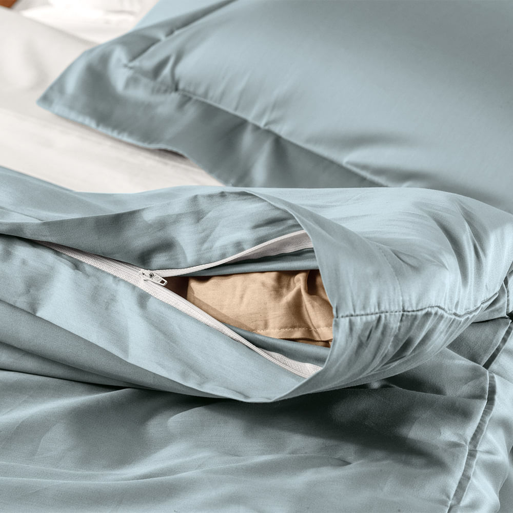 Jogo de Duvet King 3 Peças Altenburg Algodão Lux 200 Fios Azul Etienne