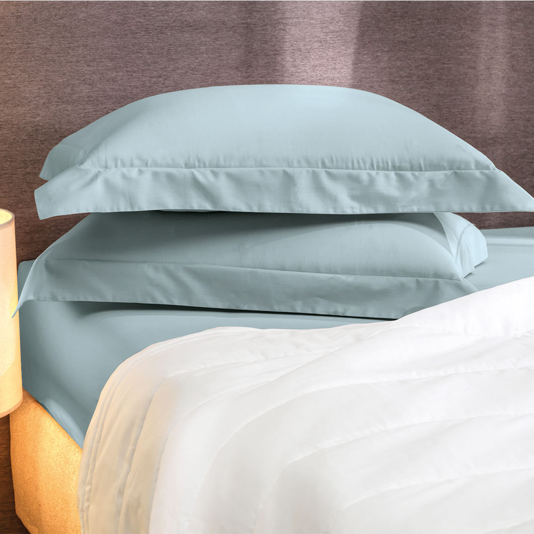 Lençol com Elástico Casal Altenburg Algodão Lux 200 Fios Azul Etienne
