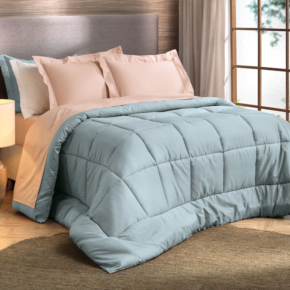 Edredom Plumi Casal Altenburg Algodão Lux 200 Fios Azul Etienne