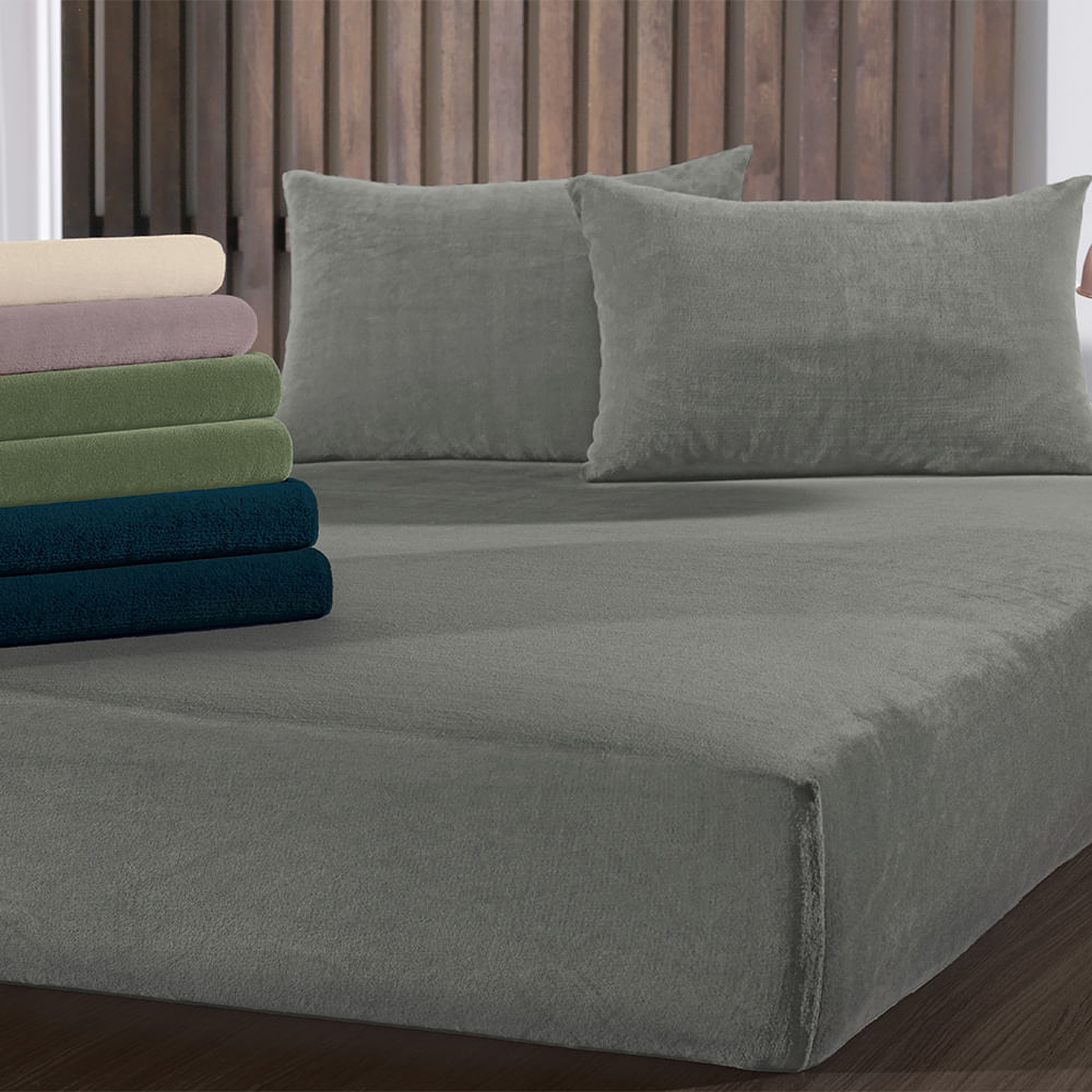 Lençol com Elástico King Altenburg Blend Malha Cinza Nuvem