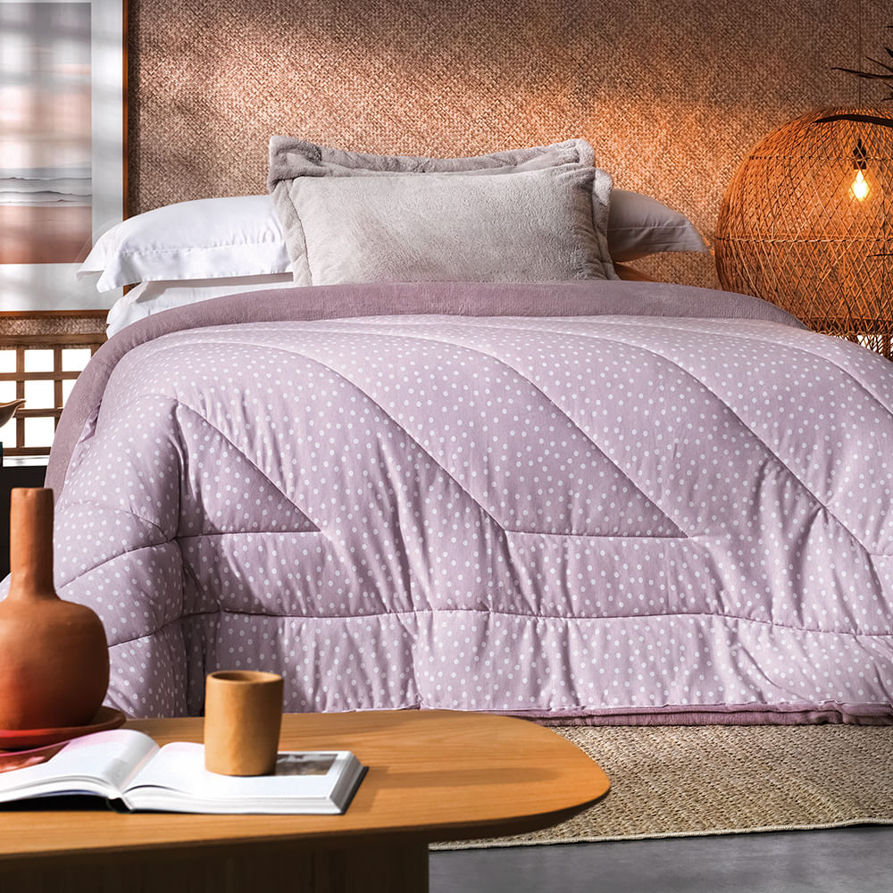 Edredom Casal Altenburg Blend Malha Bits Rosa