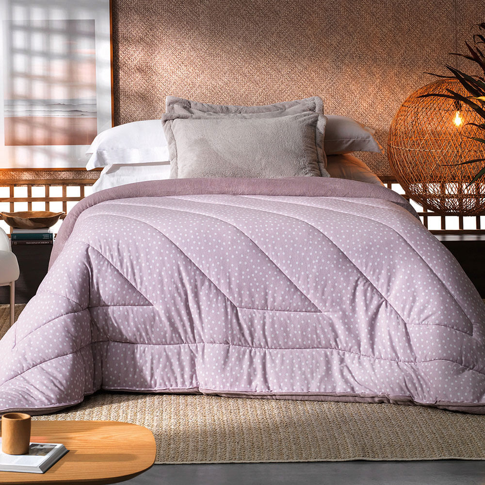 Edredom Queen Altenburg Blend Malha Bits Rosa