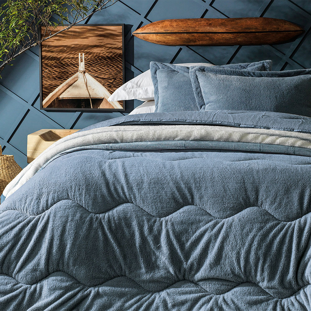 Edredom Casal Altenburg Blend Sense Velvet Azul